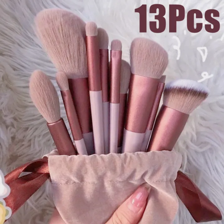 13pcs Makeup Brushes Cosmetic Full Set 3 Colors Soft Hair Female Make ...