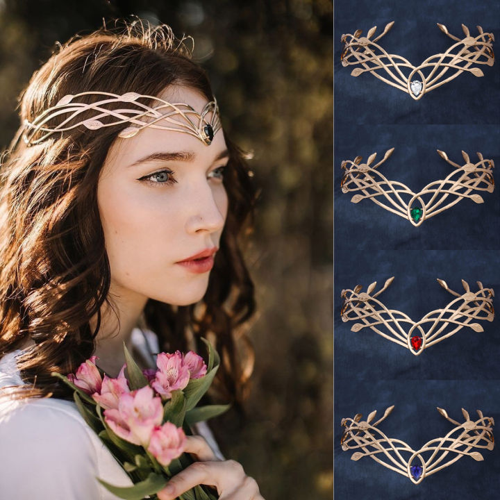Goddess Cosplay Forehead Round Elves Crowns Tiara Women Man Vintage ...