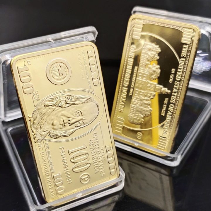 1pcs USA 100 Dollar Bullion 24k Gold Bar American Metal Coin Golden ...