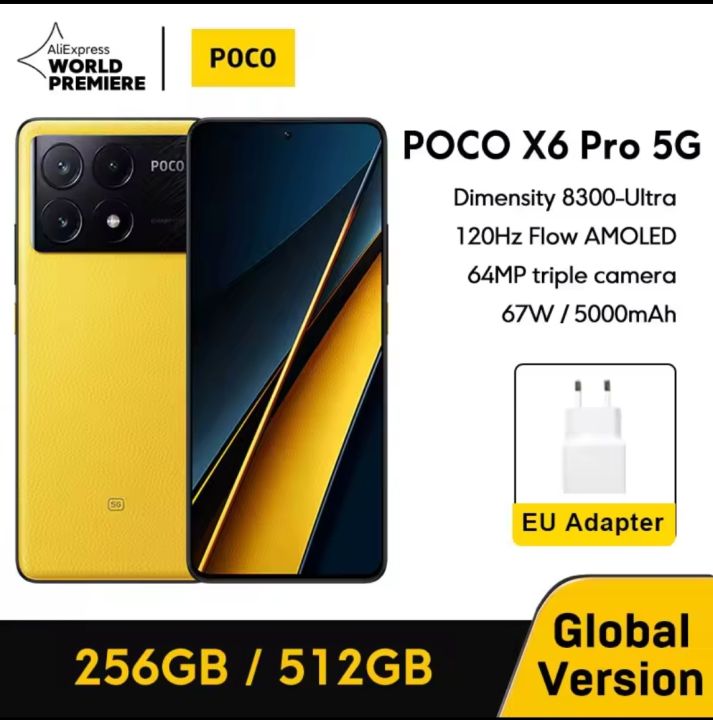 POCO X6 Pro 5G Global Version Smartphone Dimensity 8300-Ultra 6.67" Flow AMOLED DotDisplay 64MP ...