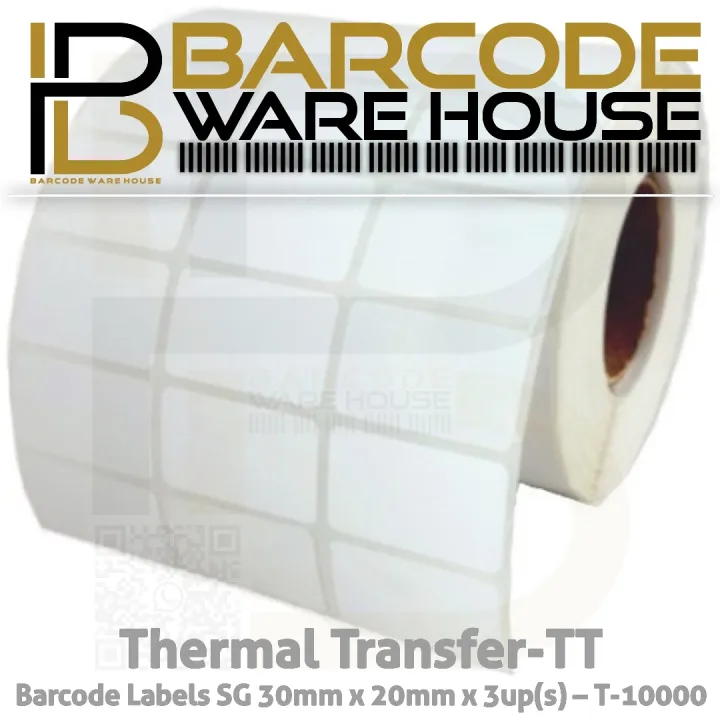 Barcode Labels Thermal Transfer SG 30mm x 20mm x 3ups – T-10000 Sticker ...