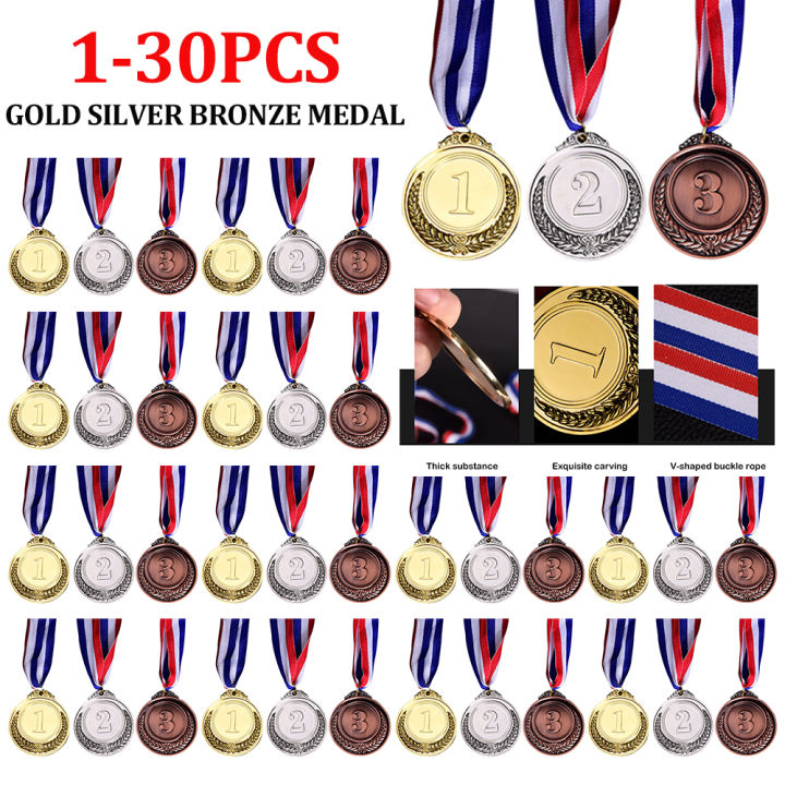 1-30PCS Gold Silver Bronze Trophy Award 1st 2nd 3rd Prize Medal Winner ...