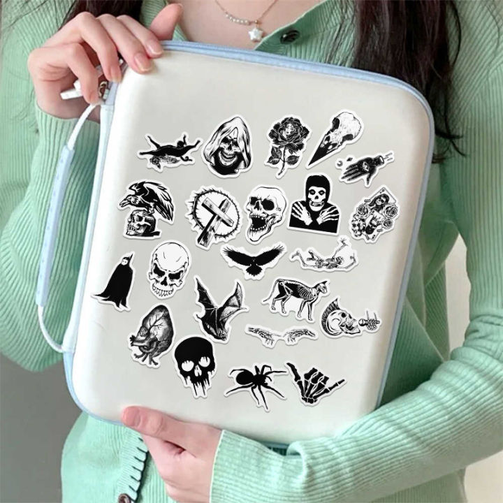 100PCS Black And White Aesthetic Gothic Cartoon Horror Art Stickers DIY ...