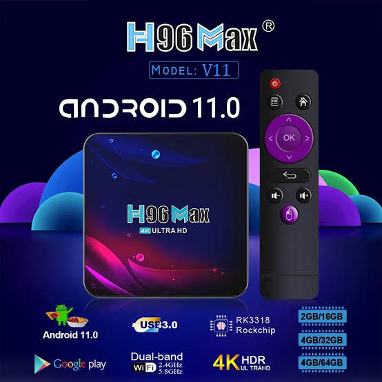 H96 Max V11 Smart TV Box Android 11 4GB RAM 32GB ROM Rockchip 3318 4K ...