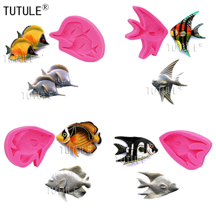Gold fish mould,Silicone Fish Mold,polymer clay mold,Sea flexible resin ...