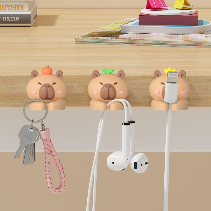 WORTHBUY 2/3pcs Cute Capybara Cable Managers Desktop Self-Adhesive ...