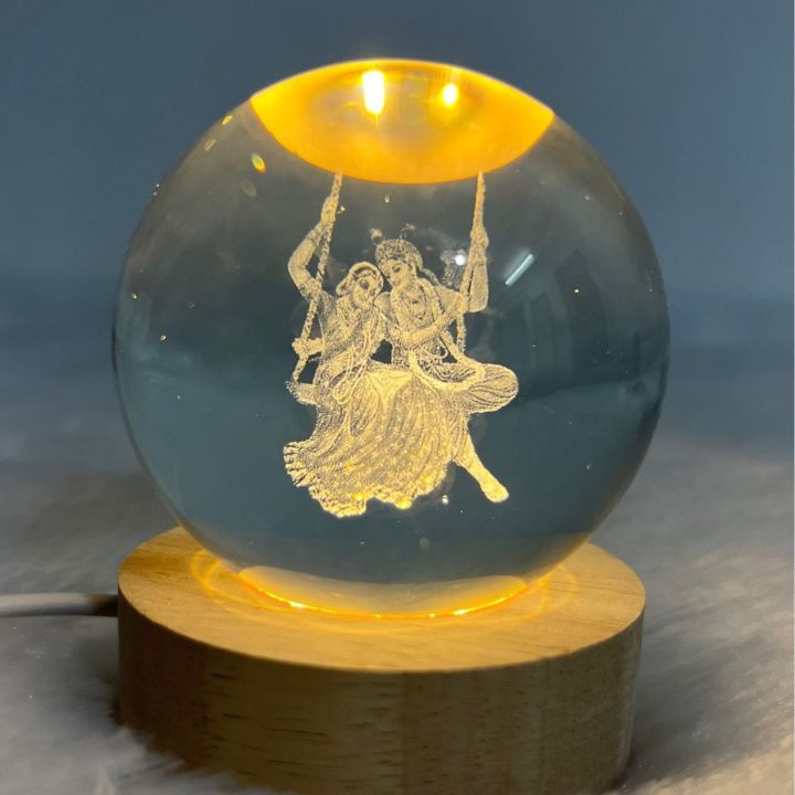 3D Radhakrishna Swing Crystal Ball Night Stand Lamp | Daraz.com.np