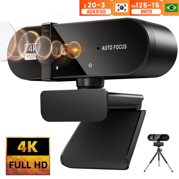 4K Webcam 1080P Mini Camera 2K Full HD Webcam with Microphone 30fps USB ...