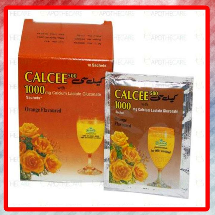 Calcee Sachet 10 sachet in the box orange flvr Calcium lactate ...