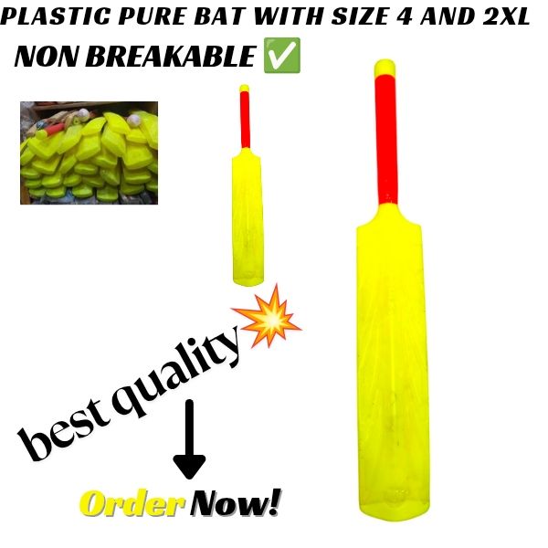 Plastic Pure Bat With Size 4 And 2 xl | Plastic Bat For kids And Adults ...