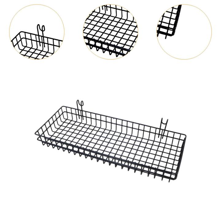 Wire Hanging Basket Shelf Supplies behind A Door Wall Grid Panel for ...