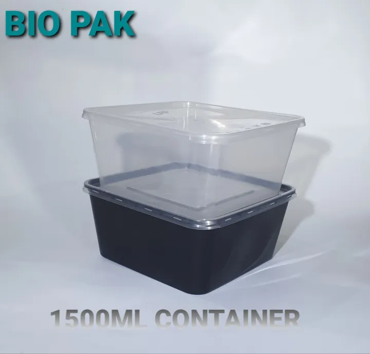 Pack Of 12 Pcs.1500 ML - Container Boxes -Transparent & black - Plastic ...