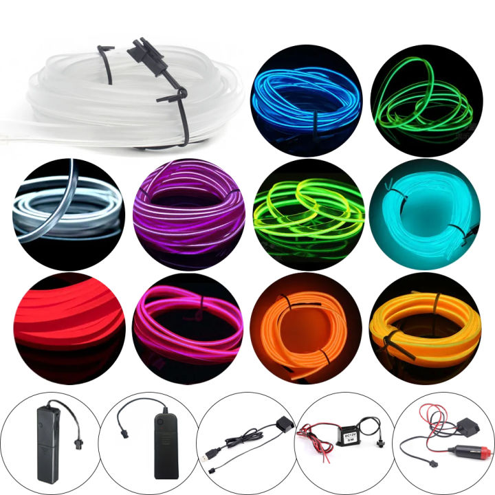 1M 2M 3M 5M EL Wire LED Neon Light 3V 5V 12V EL Rope Tube LED Strip ...