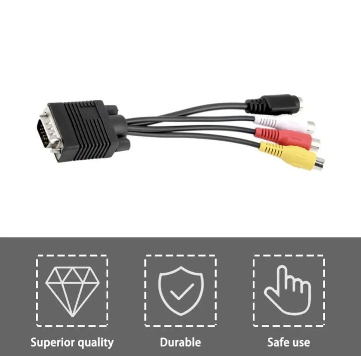 New Vga To Video Tv Out S-Video Av And 3 Rca FemaleConverter Cable ...