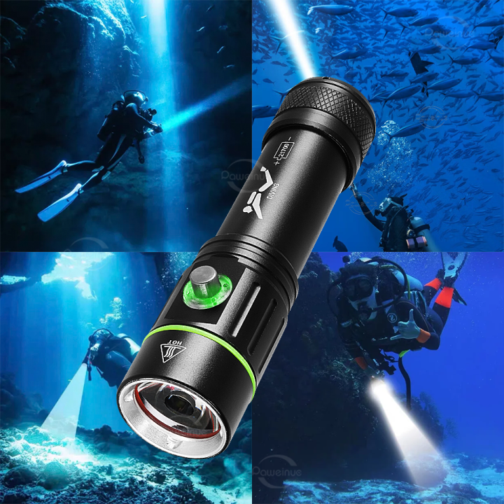 3800000LM Powerful Diving Flashlight IPX8 Underwater Lamp Professional ...