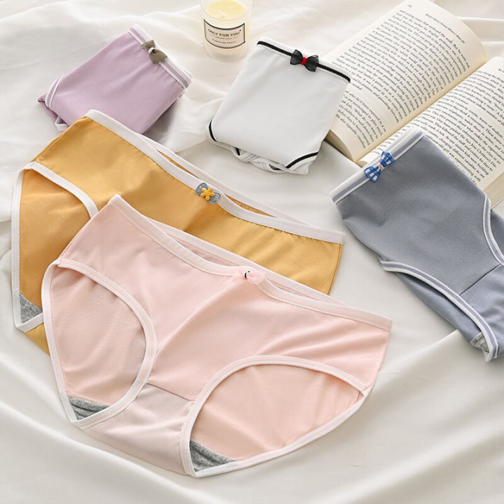Cs12 # women's underwear middle waist pastel color with bow middle ...