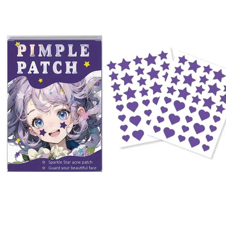 144PCS Purple Star Heart pimple Patch, Spot covering liquid, fast and ...