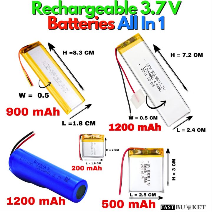 3.7V Rechargeable Batteries Normal Size Batteries | Daraz.pk