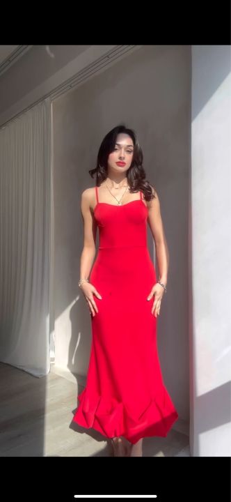 Women's Red Flare Dress Elegant Evening Wear Stylish and Comfortable ...