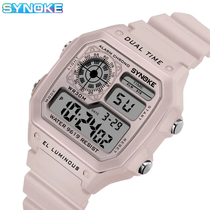 SYNOKE Digital Watches Women Sports Luminous Multifunction Waterproof Chrono Wristwatch Outdoor ...