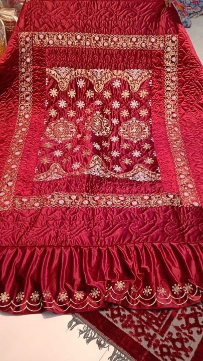 embossed silk bridal comforter set | Daraz.pk