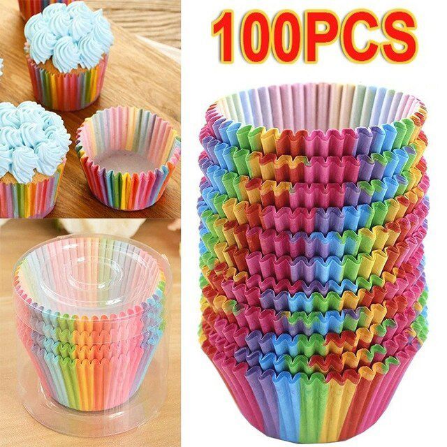 100 PCS - Multicolour Cupcake Muffin Paper Liner Baking Cups | Daraz.pk