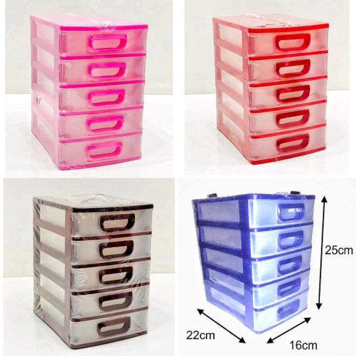 5 Layers Mini Plastic Storage Drawers, (Dimensions - 25cm × 22cm × 16cm ...