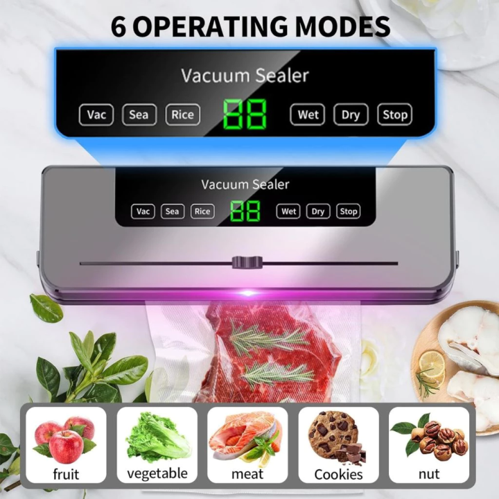 Electric Vacuum Sealer Built-in Cutter Kitchen Food Storage Seal Touch ...