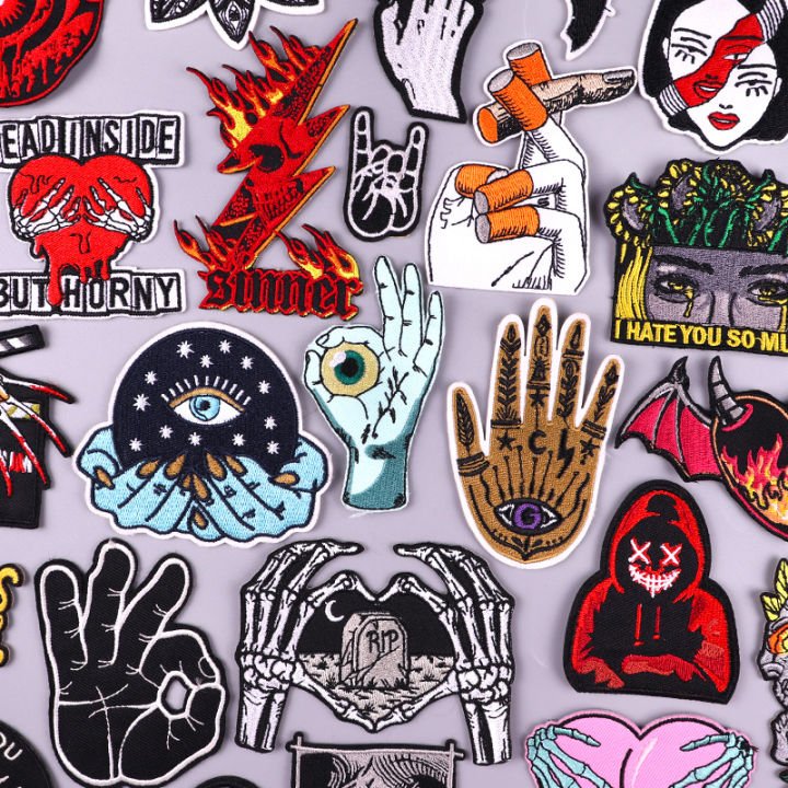 Punk Eyes/Finger Embroidery Patch Horror Iron On Patches For Clothing ...