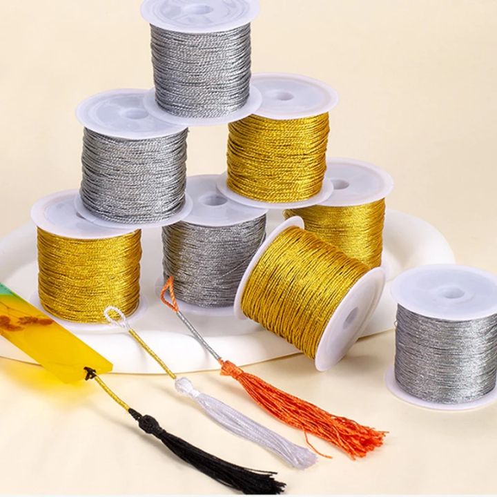 0.2-1MM Silver Gold Color Cord Jewelry Thread Metallic Ornament String ...