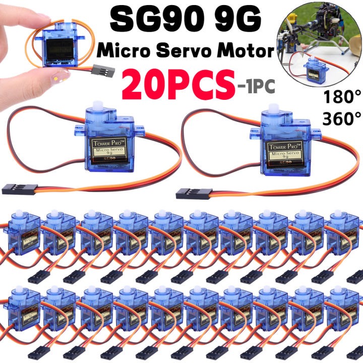 20PCS SG90 9G Micro Digital Servo Motor 180/360Degree Fixed-Wing Micro ...