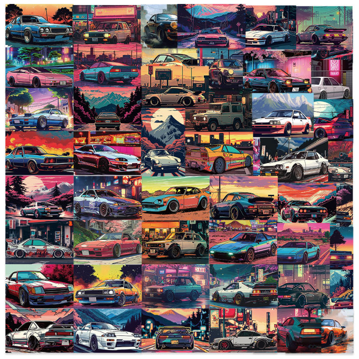 50Pcs JDM Retrofit Racing Poster Graffiti Stickers Cool Decals ...