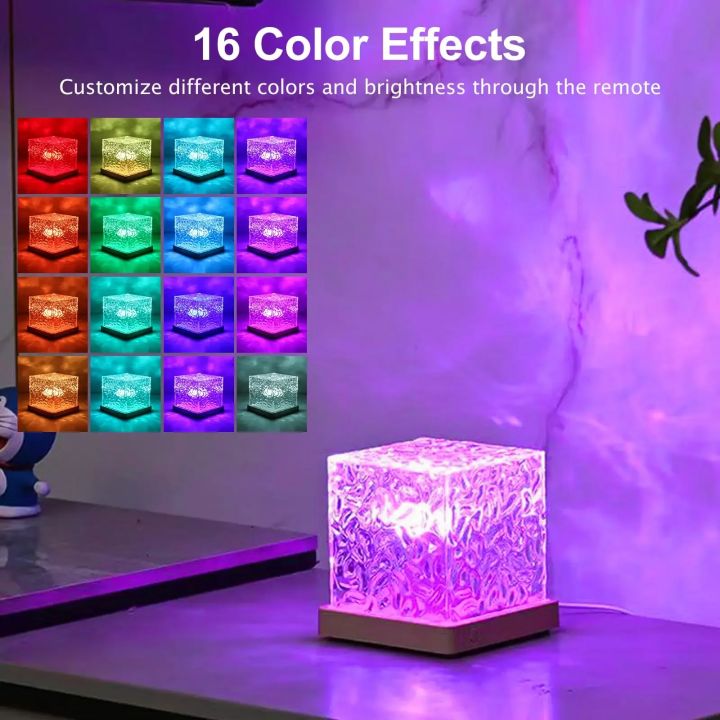 Ocean Wave RGB Aurora Lamp Cube with Remote Control 16 Color Changing ...