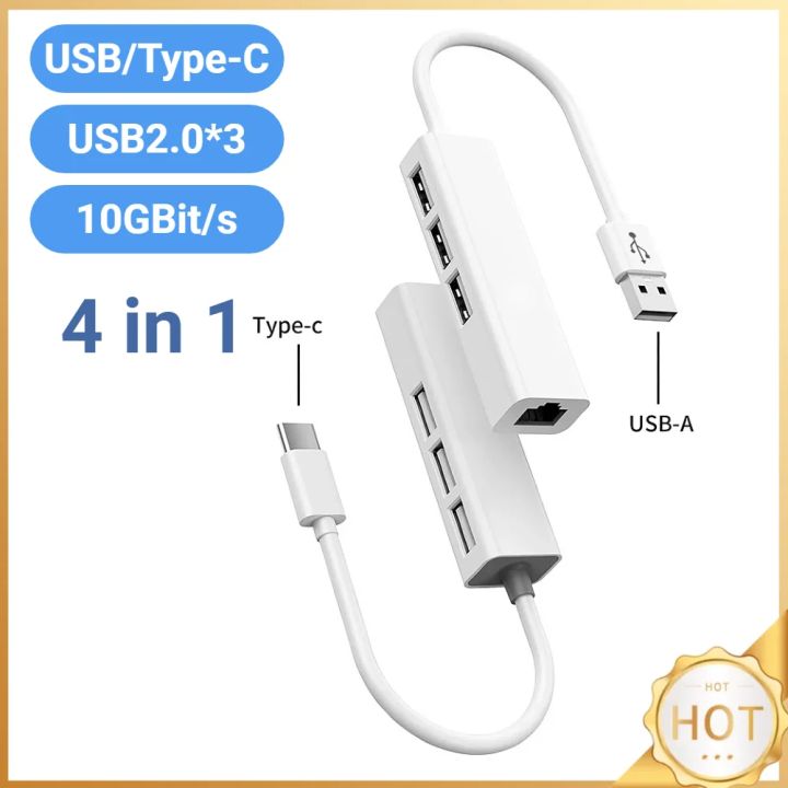 Type-C To RJ45 Computer Dock Station 4 Port 4 in 1 RJ45 Type-C Splitter ...