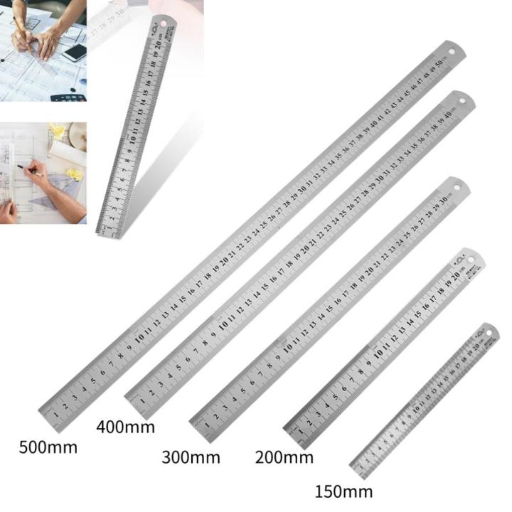 Metal Stainless Steel Ruler Double Side Centimeter Inches Scale Metric ...