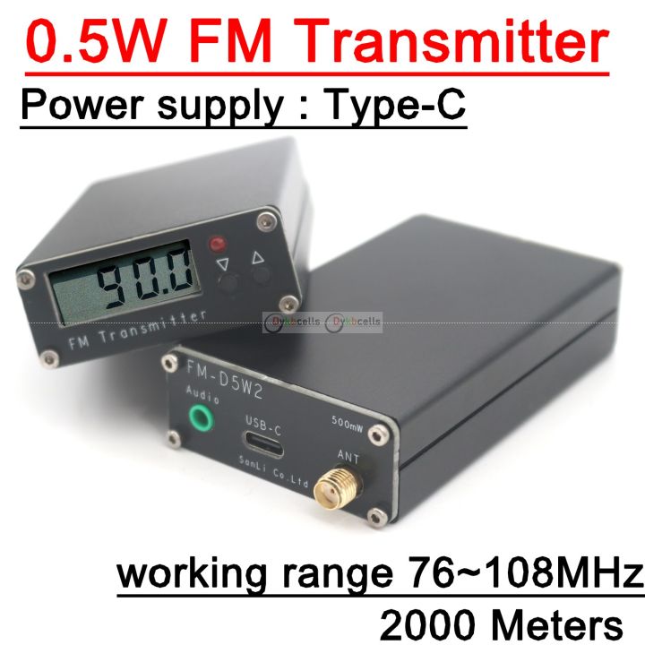 2000M 0.5W FM Transmitter 76-108Mhz Digital Display FM Stereo transmit TYPE-C USB Churches CAR ...