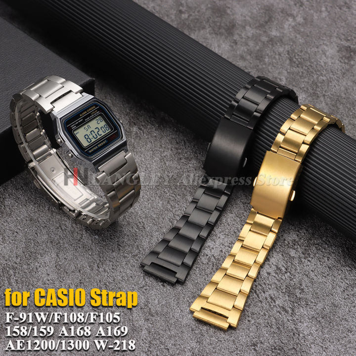 18mm Stainless Steel Watchband For Casio AE-1200/1300 F-108/W-218 F91W ...