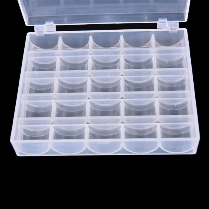 12x10.5x2.6cm 25 Spools Empty Bobbins Sewing Machine Bobbin Case ...