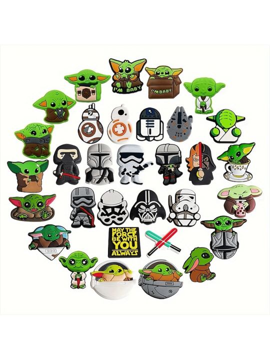 MESUCA 32PCS Star Wars Shoe Charms Set For Clogs Bag Bubble Slides ...