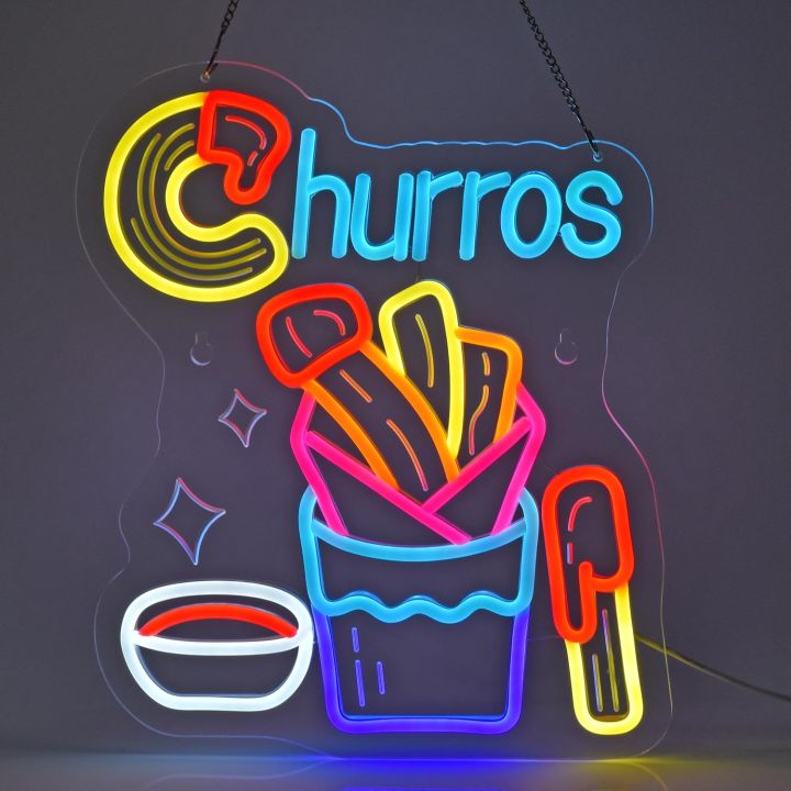 Churros Neon Sign LED Neon Lights Hanging for Restaurant Store Food ...