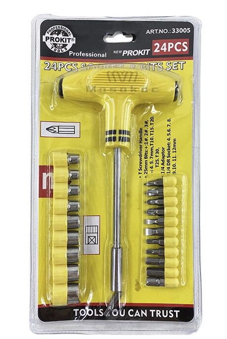 Portible 24 pcs T Shape Screwdriver Set Batch Head Ratchet Pawl Socket ...