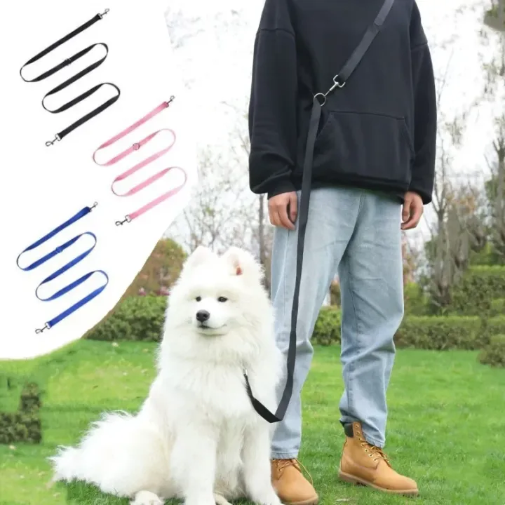 2.5cm Nylon Hand Free Dogs Leash Walking Training Lead Police Style ...