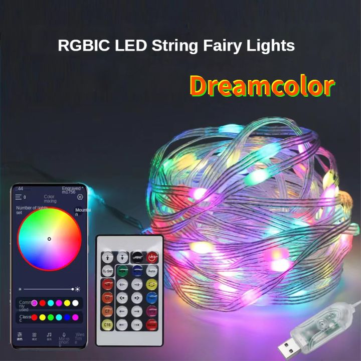 10M WS2812B Fairy Light Bluetooth LED String RGB Dream Color ...