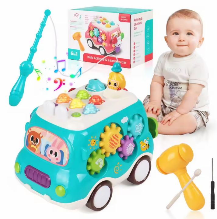 Baby Bus Montessori Musical Toy for 1~3 Years Toddlers with Sound ...