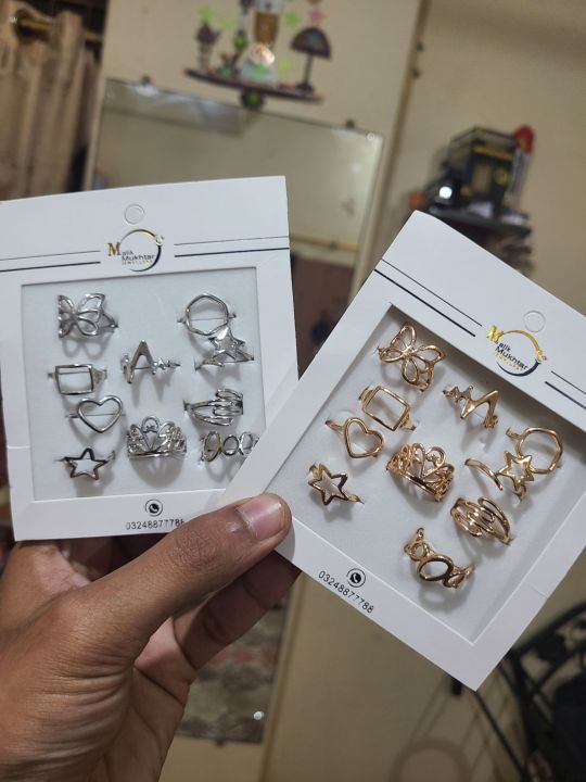 Pure Stainless Steel Trendy 12 Pieces Ring Cart | Daraz.pk