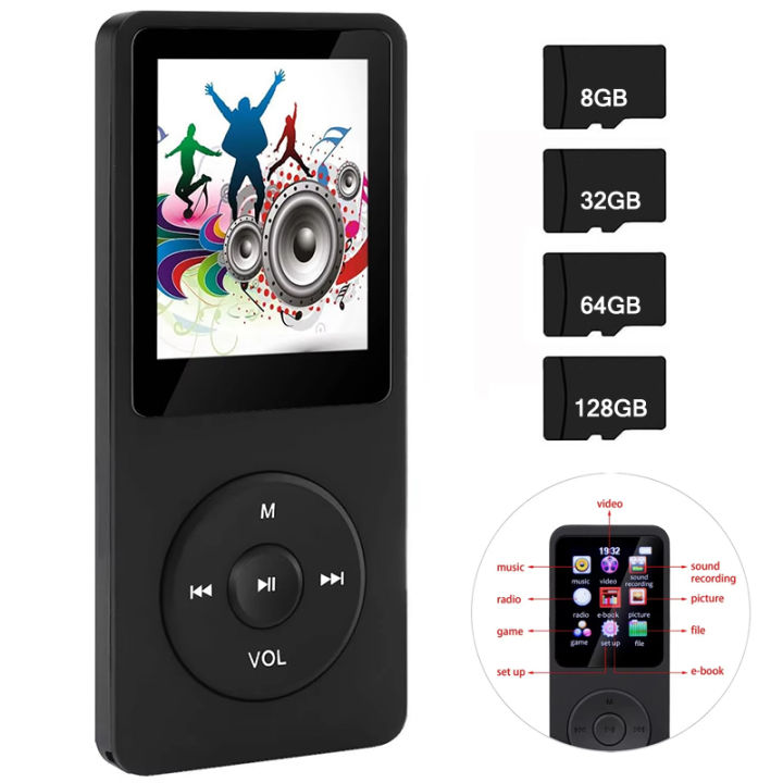 Mini MP3 Player Built-in Speaker Sports 1.8 inch Screen Bluetooth-Compatible 5.0 Student Walkman ...