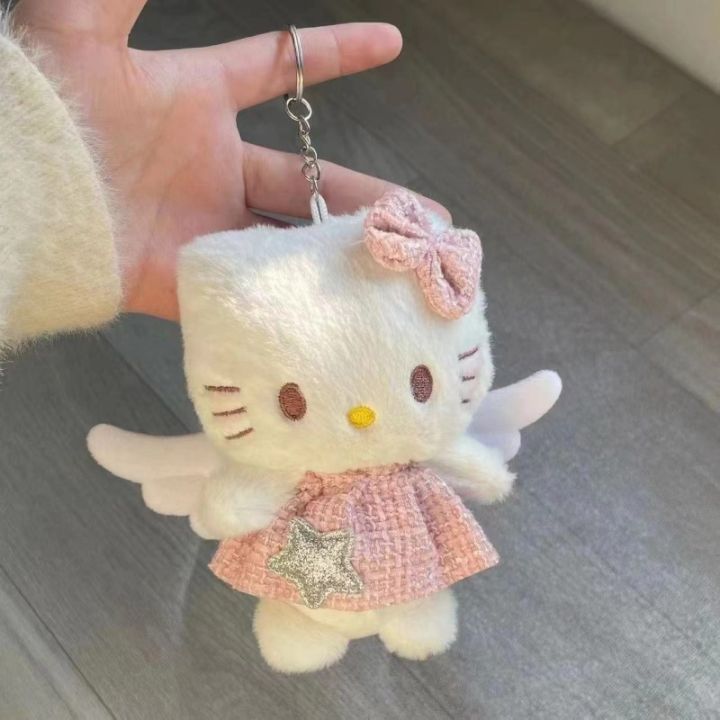 New Kawaii Angel Hello Kitty Pink Skirt Plush Pendant Anime Cartoon ...