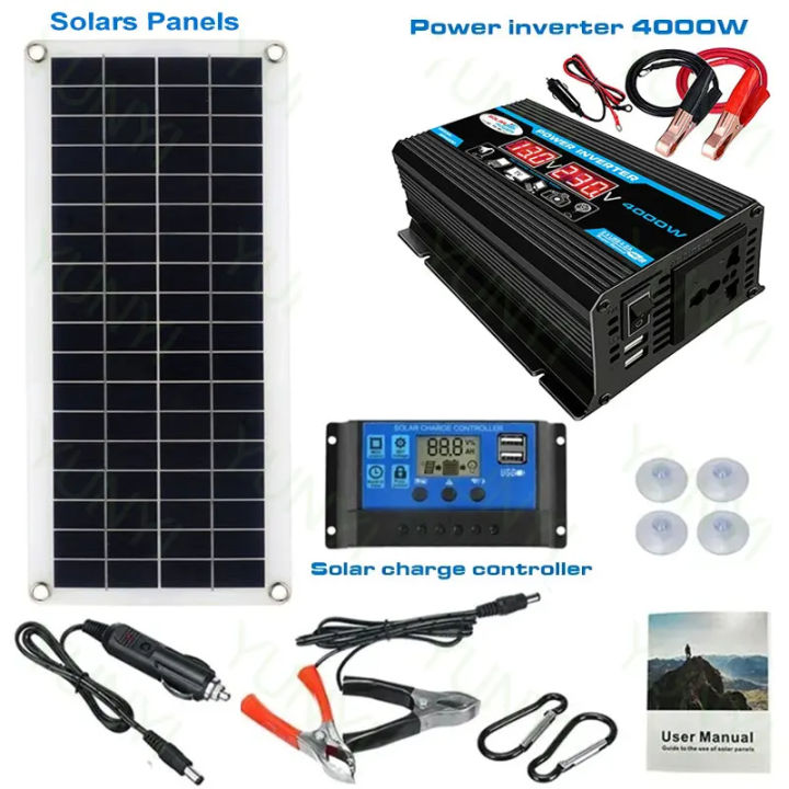 12V/220V Solar Panel System Solars Panels 4000W Solar Inverter Kit ...