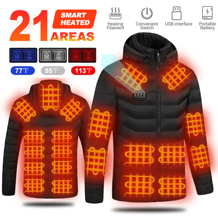 Heated Jacket Men Women USB Electric Self Heating Jacket Winter Coat ...