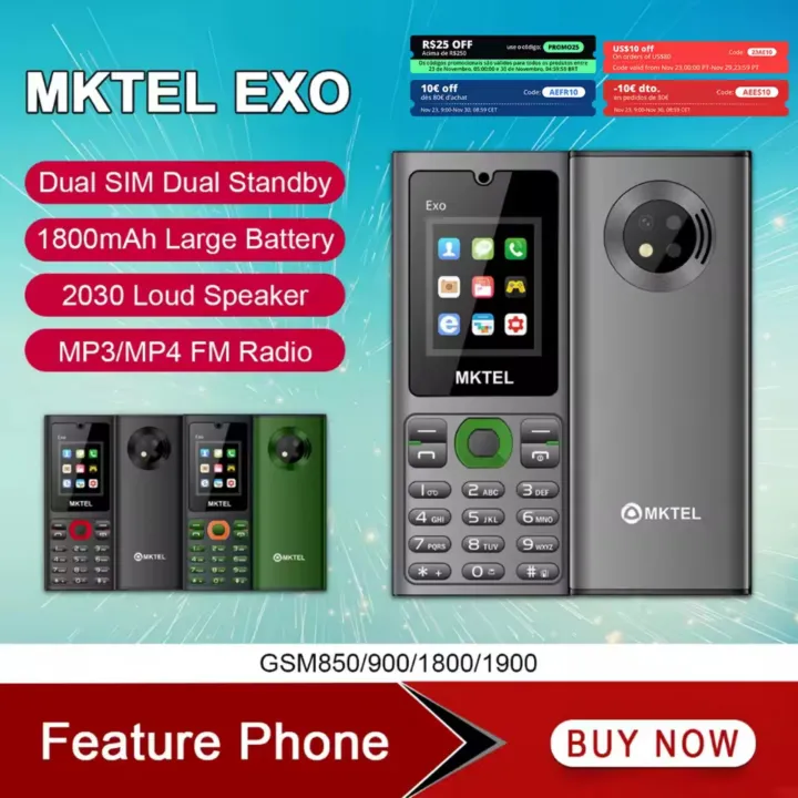 MKTEL EXO Feature Phone Senior Mobile Phone Dual SIM Dual Standby 1.77" Display GSM MP3 MP4 FM ...